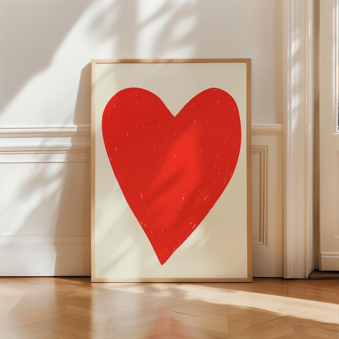 Love Heart Print, Heart Decor, Hand Drawn Heart Poster, Heart Wall Art ...