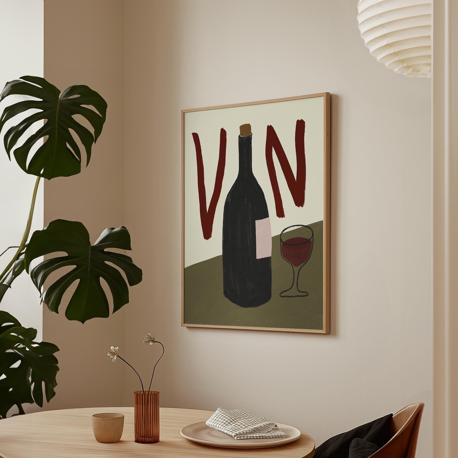 Retro Wine Art Print: Mid-century Modern Kitchen Decor - Etsy