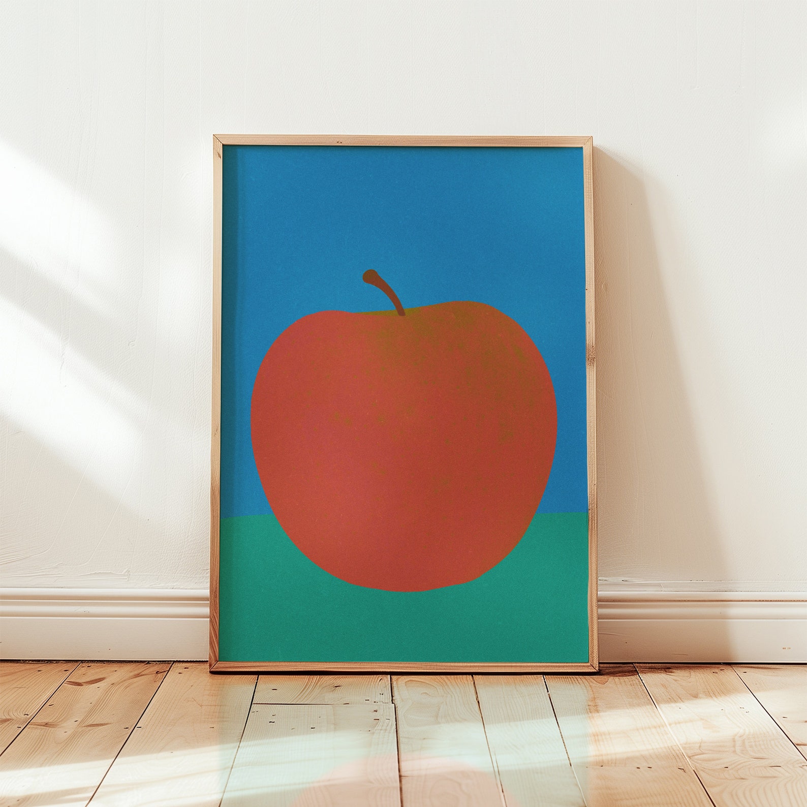 Red Apple Print, Minimalist Apple Wall Art, Mid Century Modern Wall Art ...