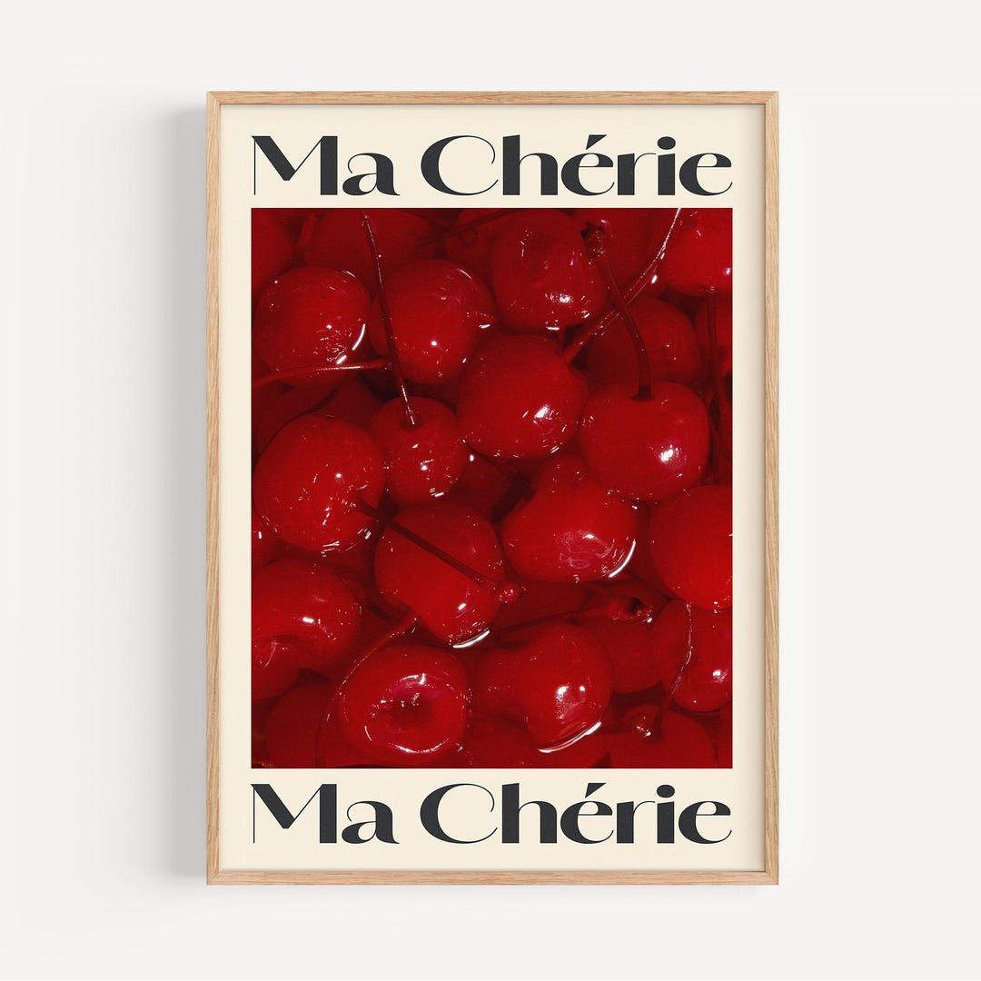 Cherries Print, Ma Cherie Poster, Dorm Wall Decor, Trendy Wall Art ...