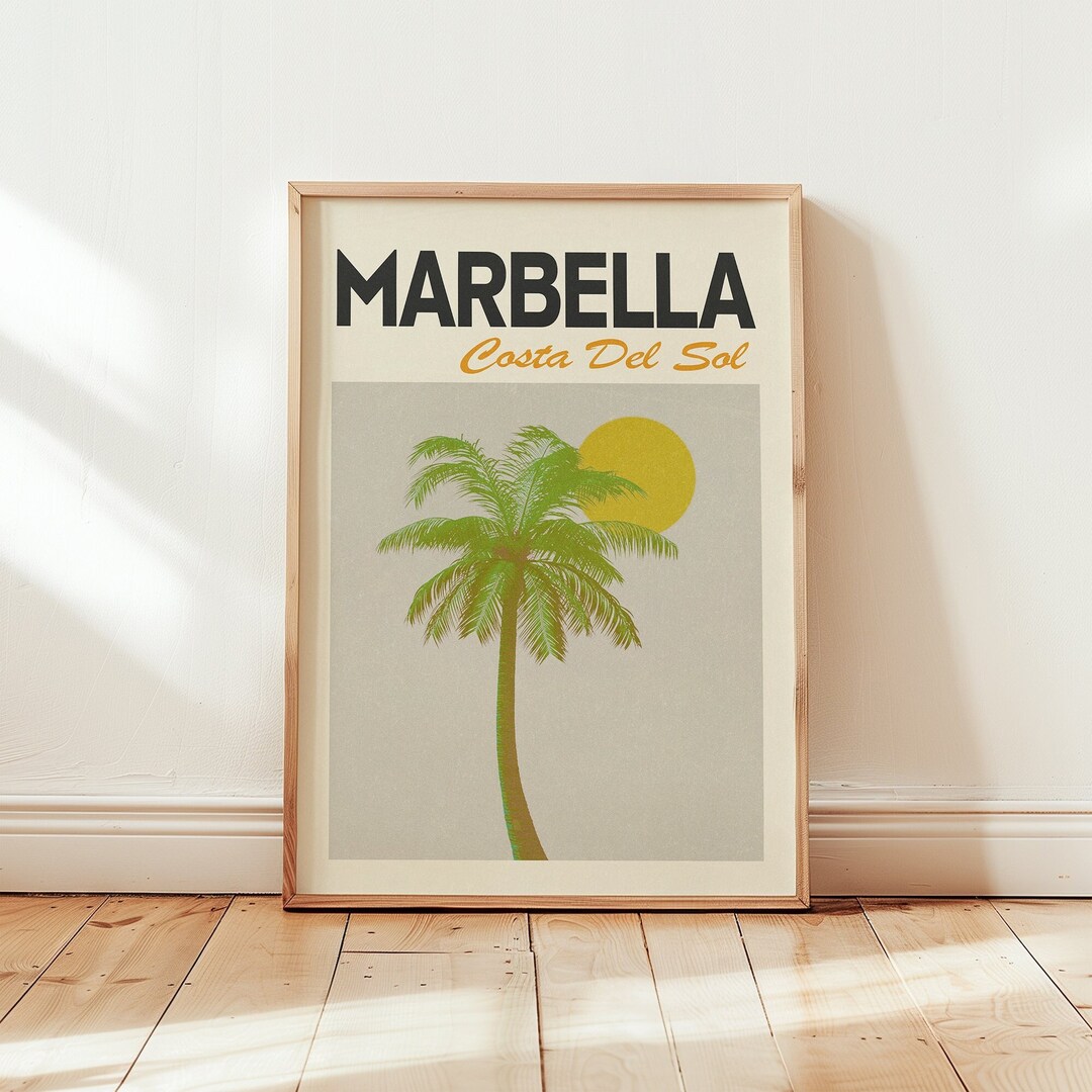 Marbella Print, Travel Poster, Preppy Wall Art, Holiday Decor, Marbella ...