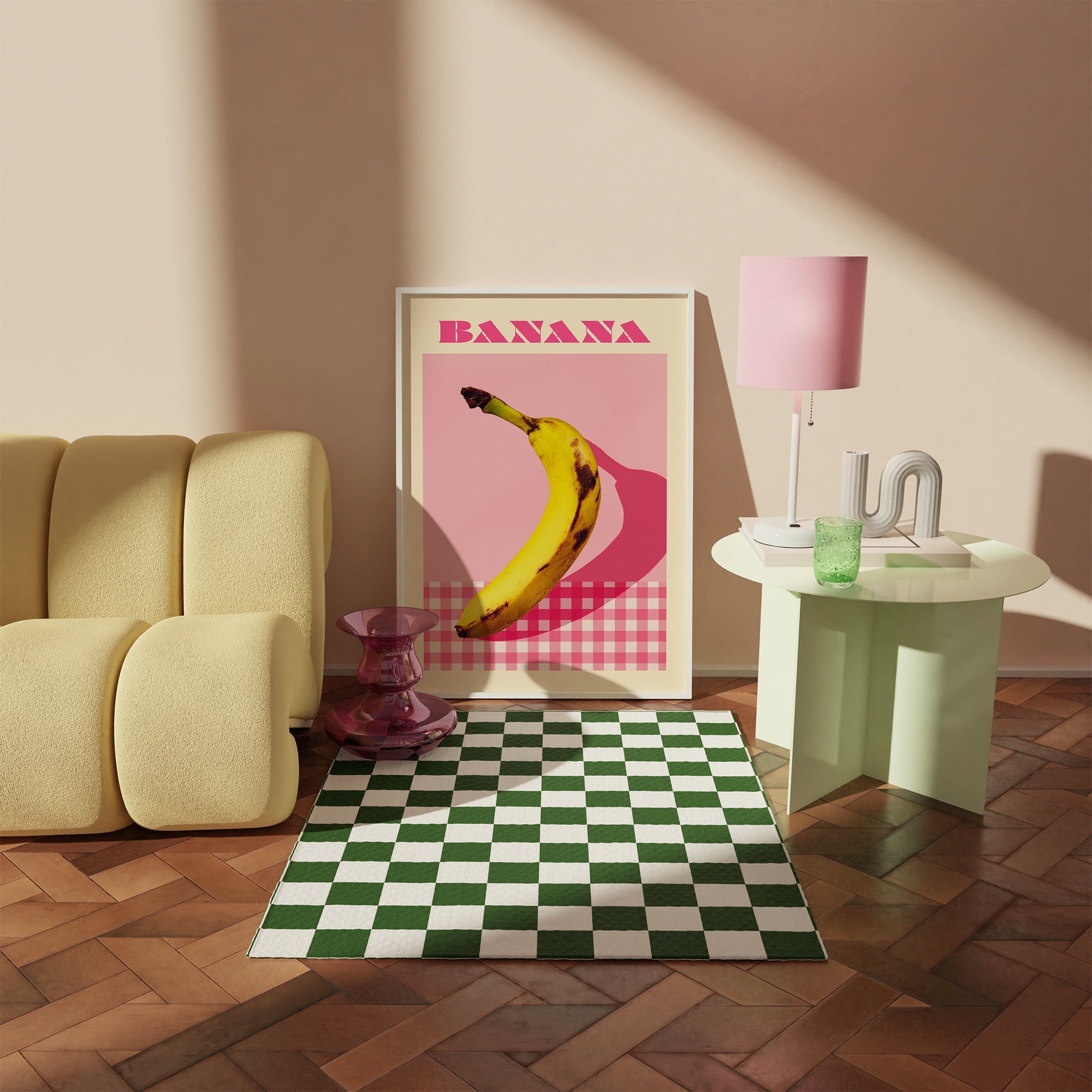 Banana Poster, Retro Banana Print, Banana Wall Art, Cafe Print, Kitchen ...