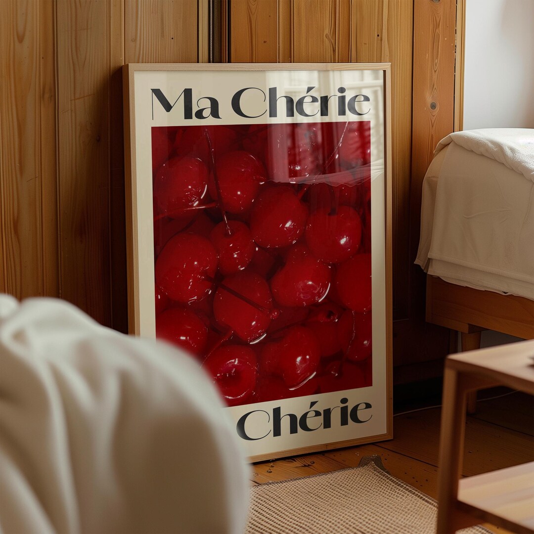 Cherries Print, Cherries Wall Art, Cherry Art, Ma Cherie Poster ...