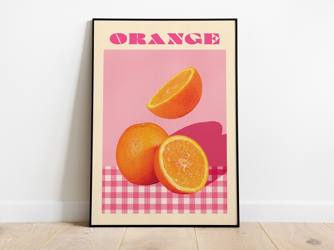 Orange Poster, Retro Orange Print, Orange Wall Art, Cafe Print, Kitchen ...