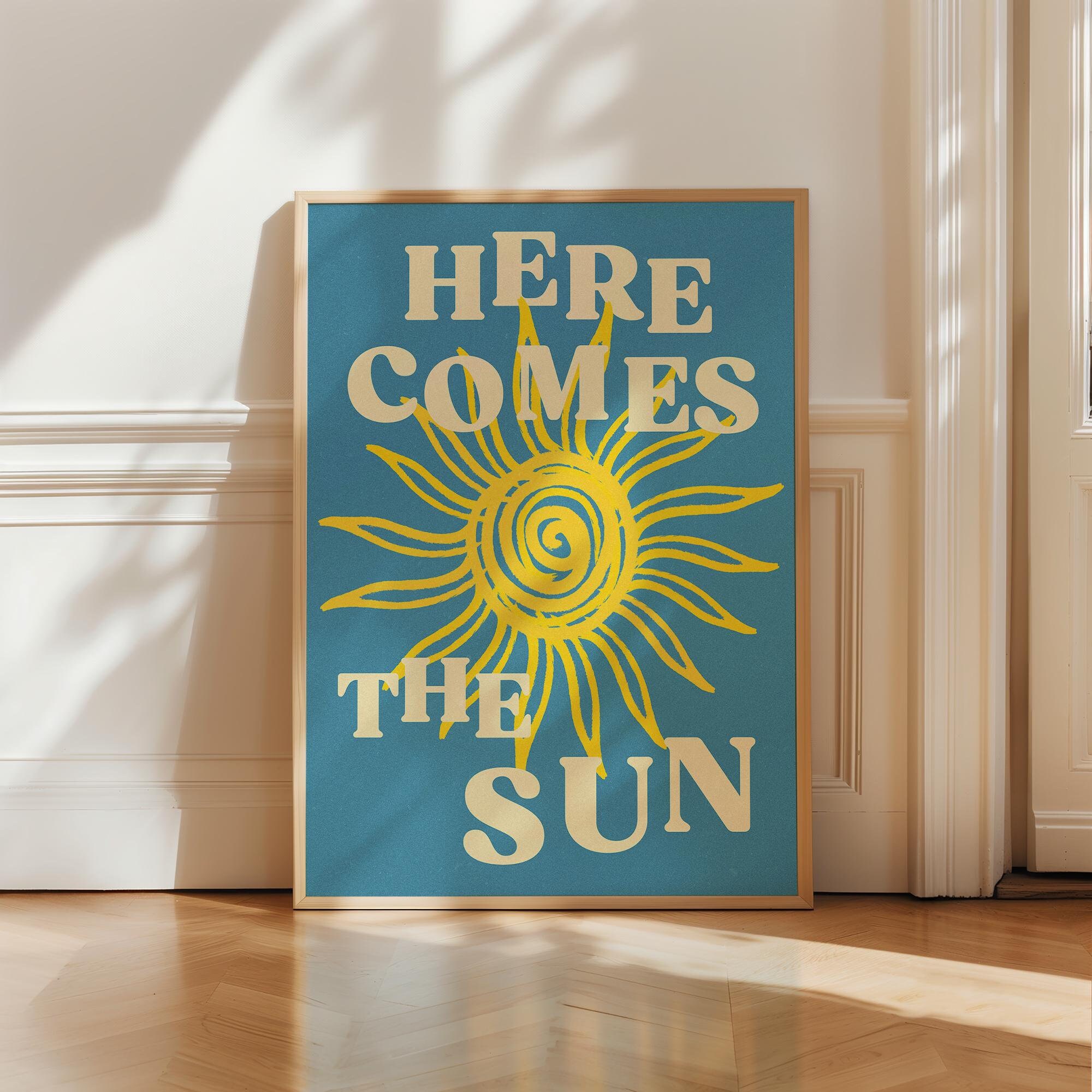 Here Comes the Sun Print, Sun Poster, Soleil Print, Sun Boho Wall Art ...