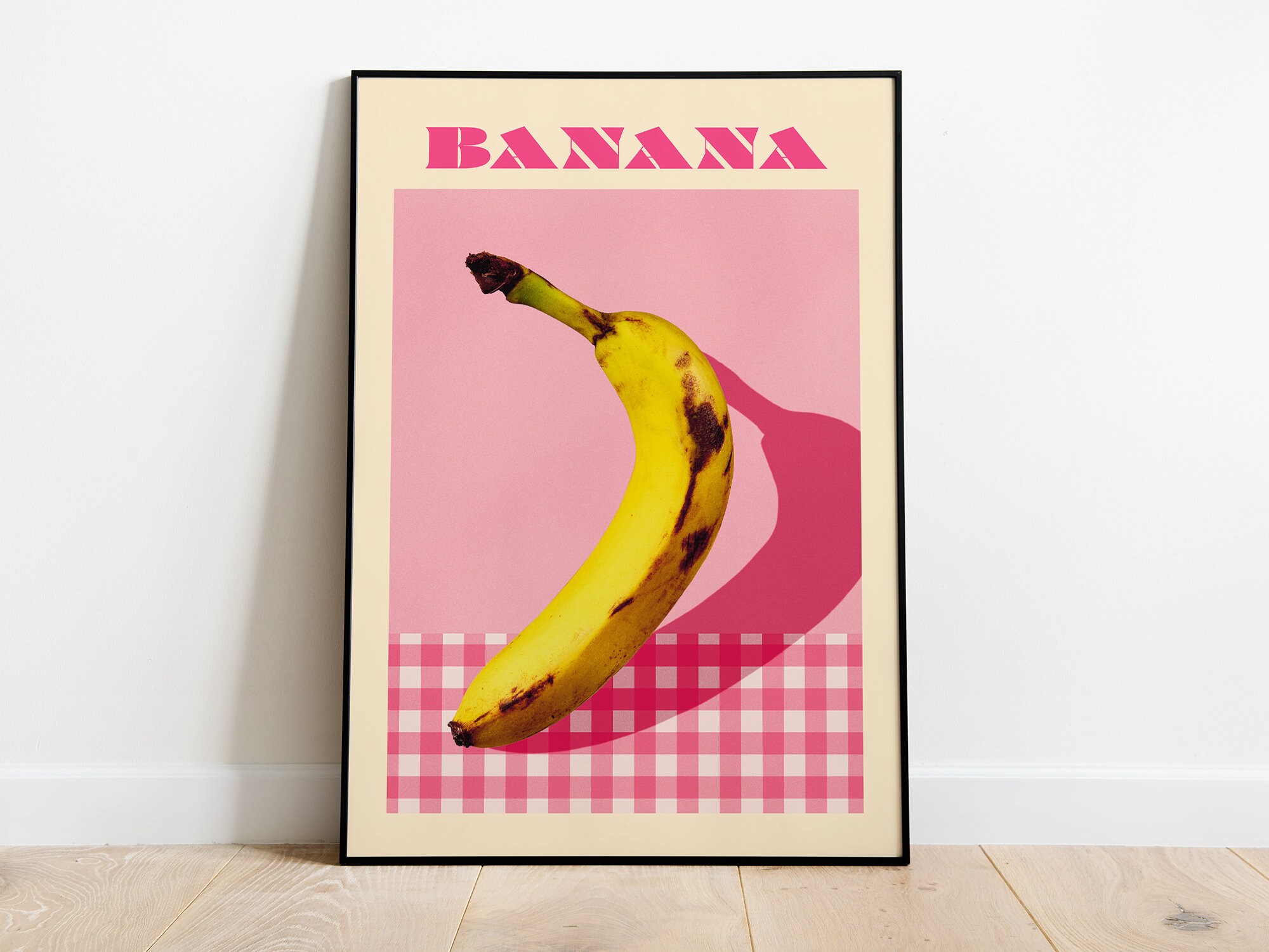 Banana Poster, Retro Banana Print, Banana Wall Art, Cafe Print, Kitchen ...