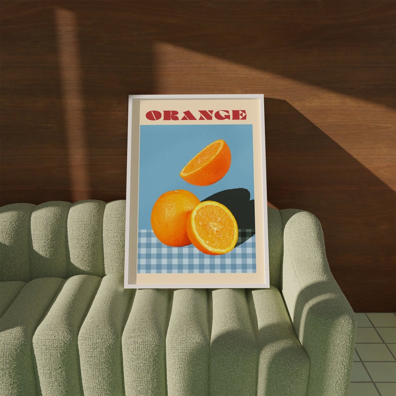 Orange Poster, Retro Orange Print, Orange Wall Art, Cafe Print, Kitchen ...