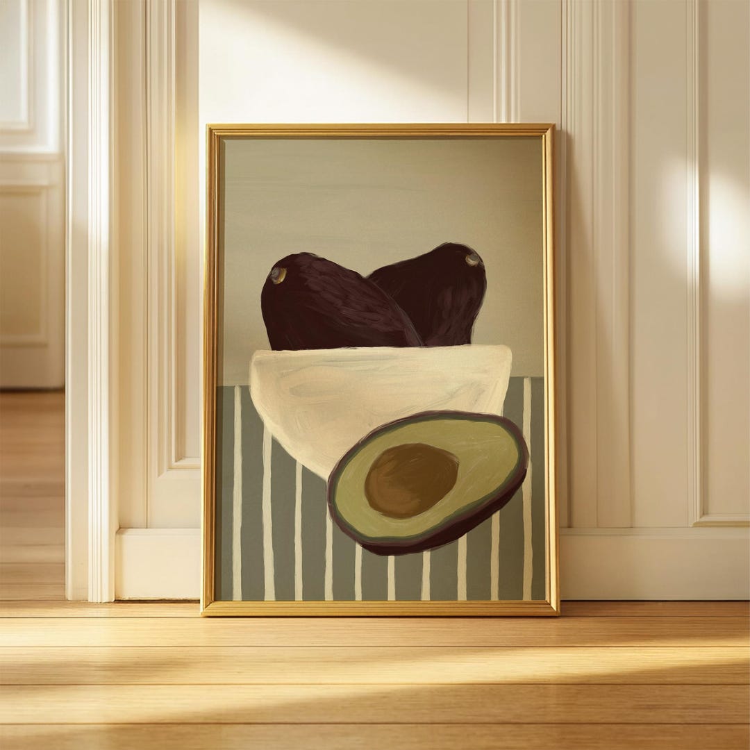 Avocado Wall Art Print: Hand Drawn Fruit Illustration for Kitchen Wall ...
