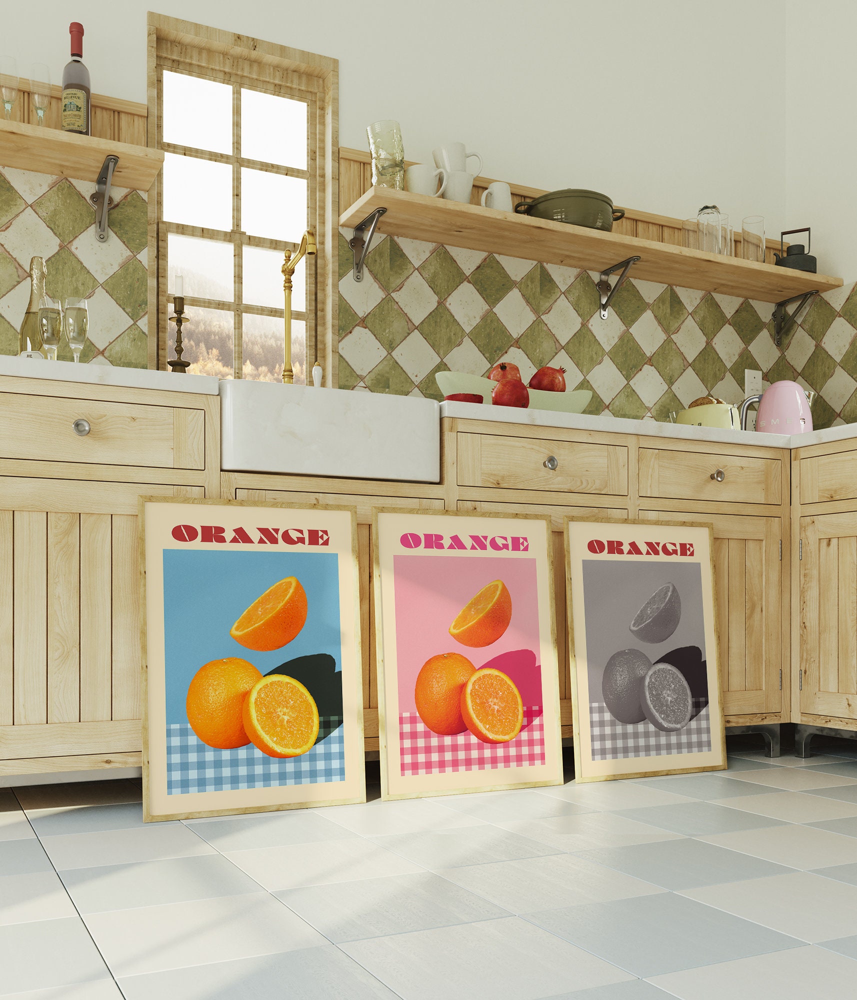 Orange Poster, Retro Orange Print, Orange Wall Art, Cafe Print, Kitchen ...