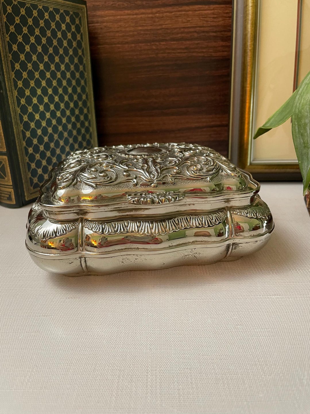 Vintage Silver Plate Victorian Jewelry Box by Godinger Large Silver ...