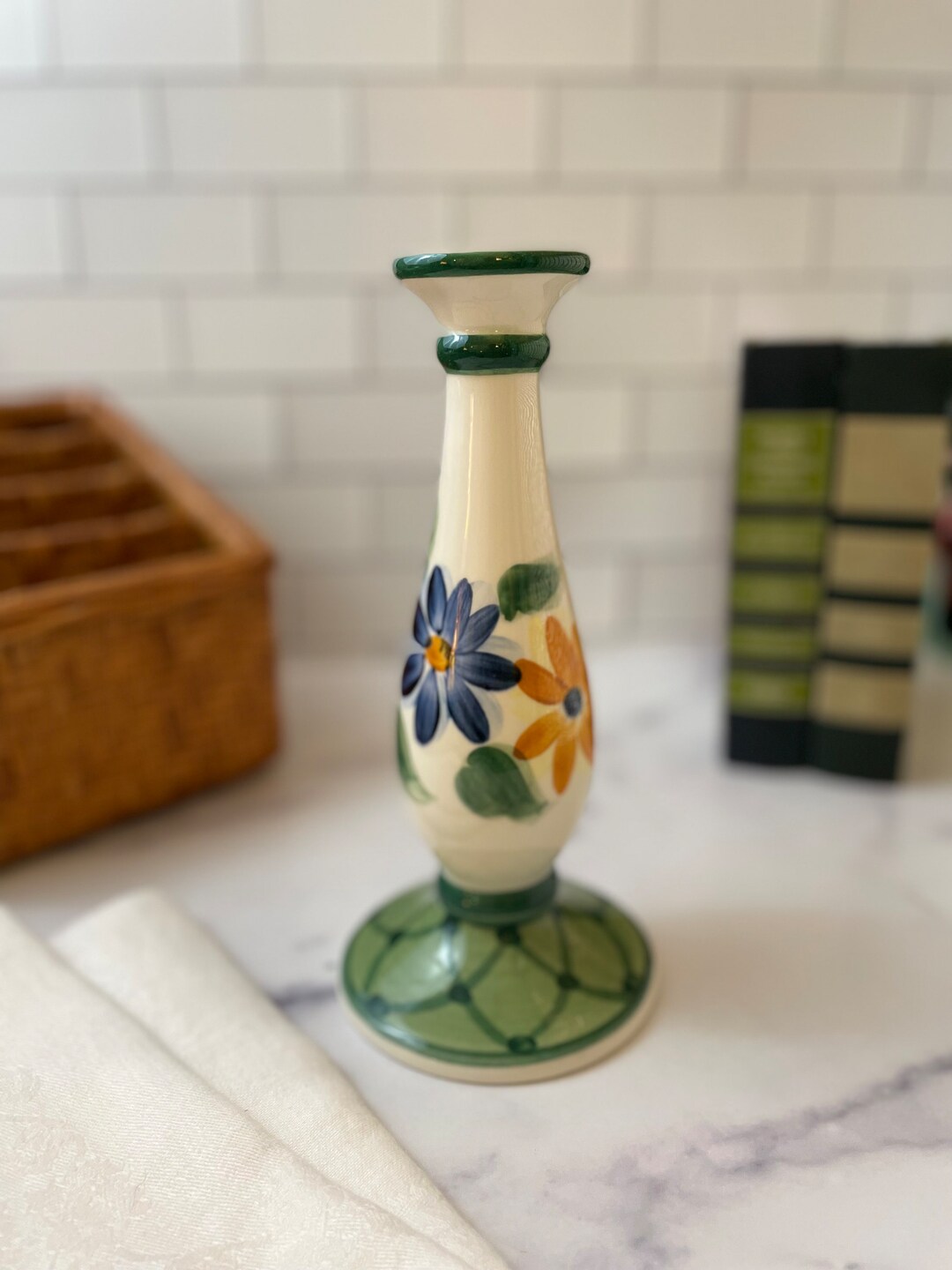 Vintage Gail Pittman Candlestick Holder 1991 Daisy Chain Pattern ...