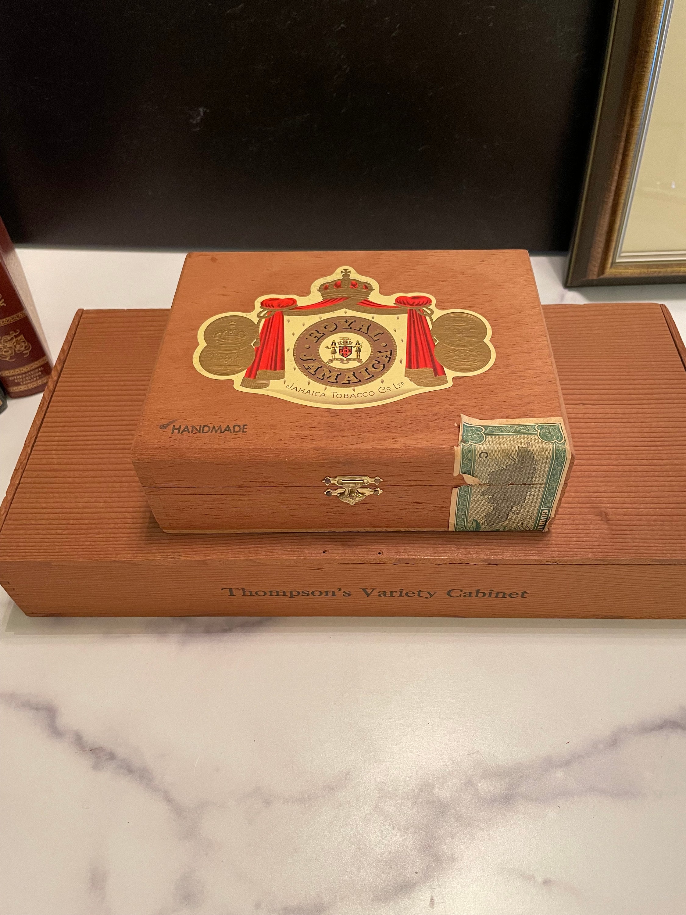 Two Old Wooden Cigar Boxes Empty Royal Jamaica Tobacco Company Thompson ...