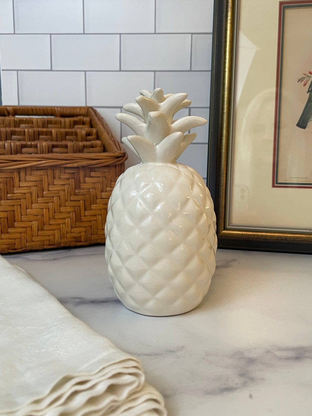 Vintage White Ceramic Pineapple Decorative Tropical Decor - Etsy