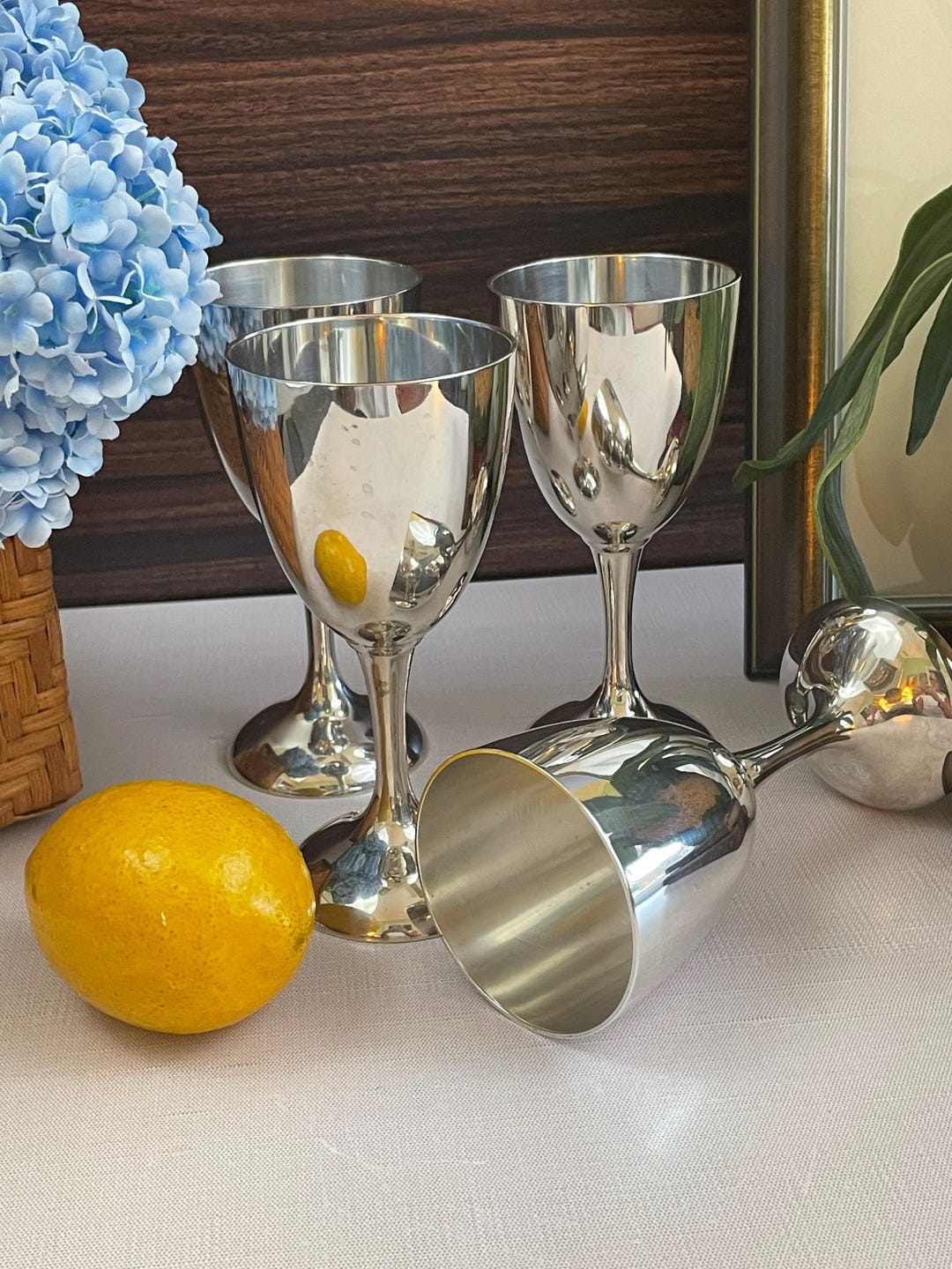 Vintage Silver Plate Goblets Set of Four Wine Goblets International ...