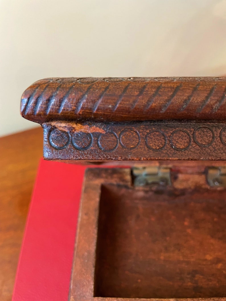 Leather Covered Box Vintage Leather Jewelry Box Wooden Jewelry Casket ...