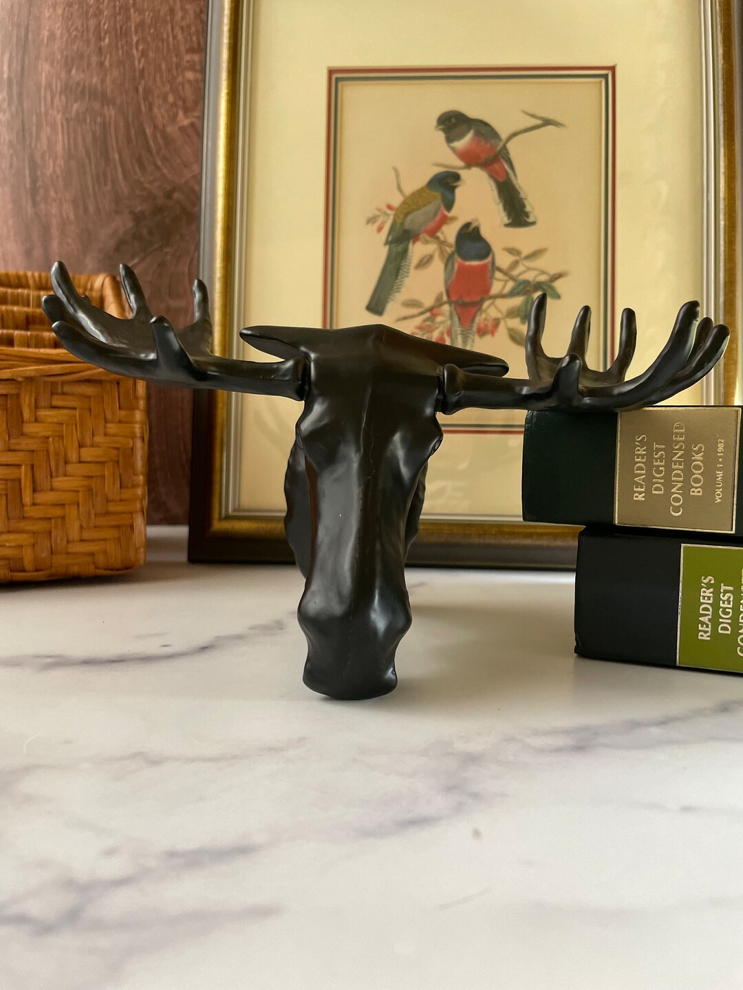 Vintage Moose Head Wall Hanger Black Zinc Moose Hook by - Etsy