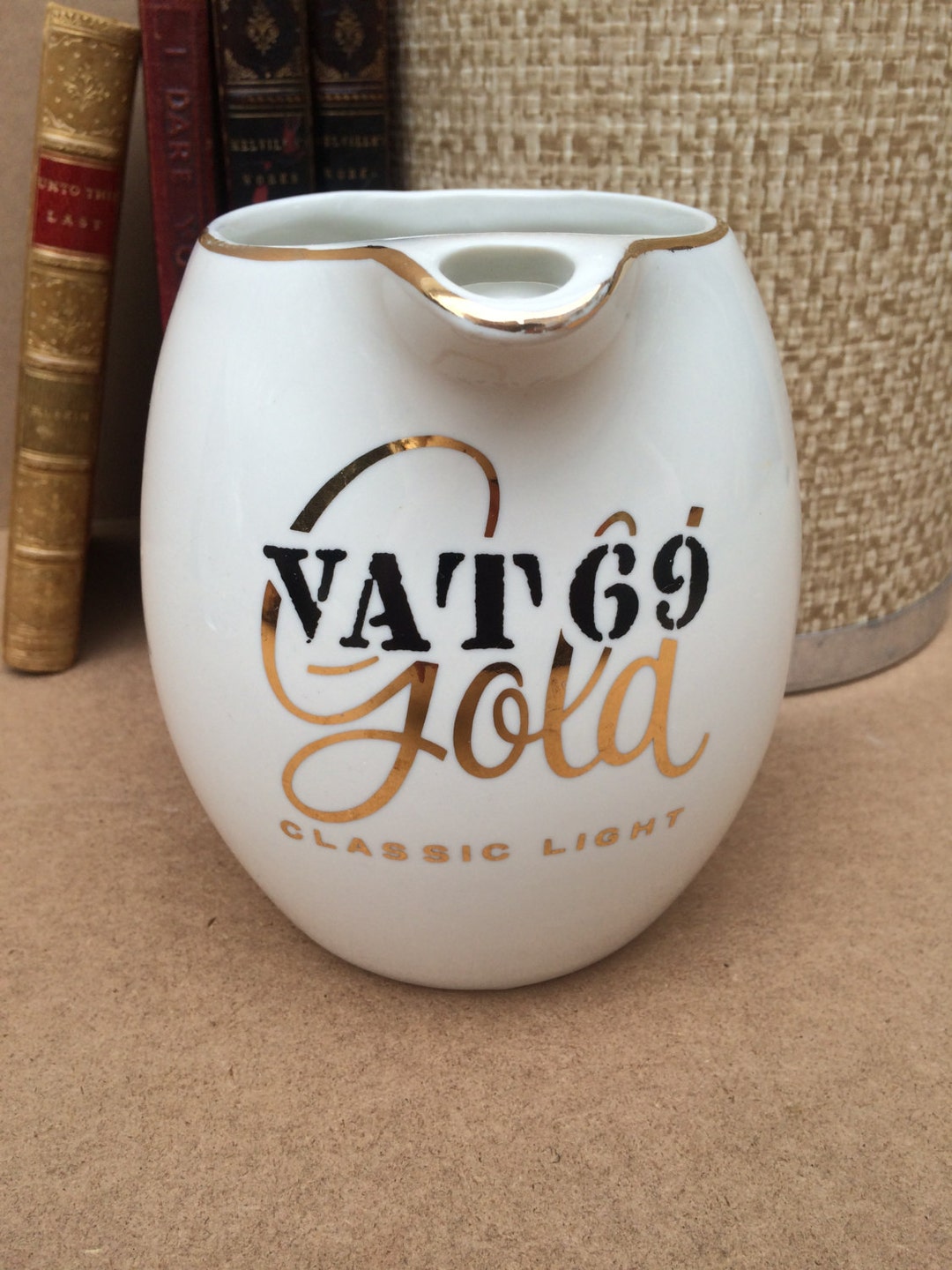 White Pitcher Barware Pitcher Vat 69 Gold Pitcher Advertising - Etsy