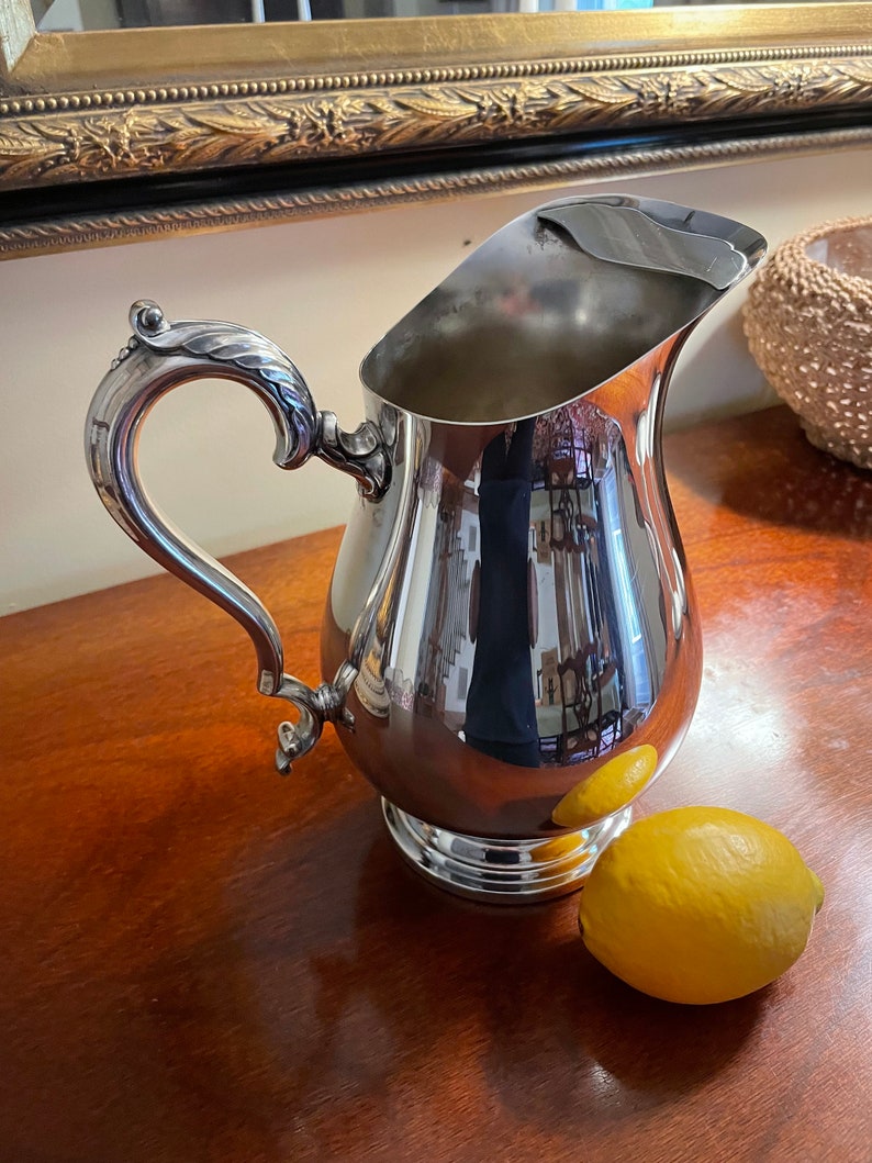 Silver Plate Pitcher Wm Rogers Silver Pitcher With Ornate Handle and ...