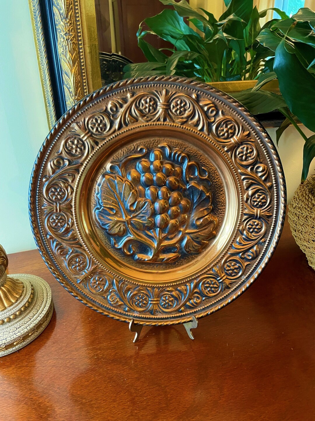 Coppercraft Guild Copper Plate Embossed Grapes and Leaves Mid Century ...