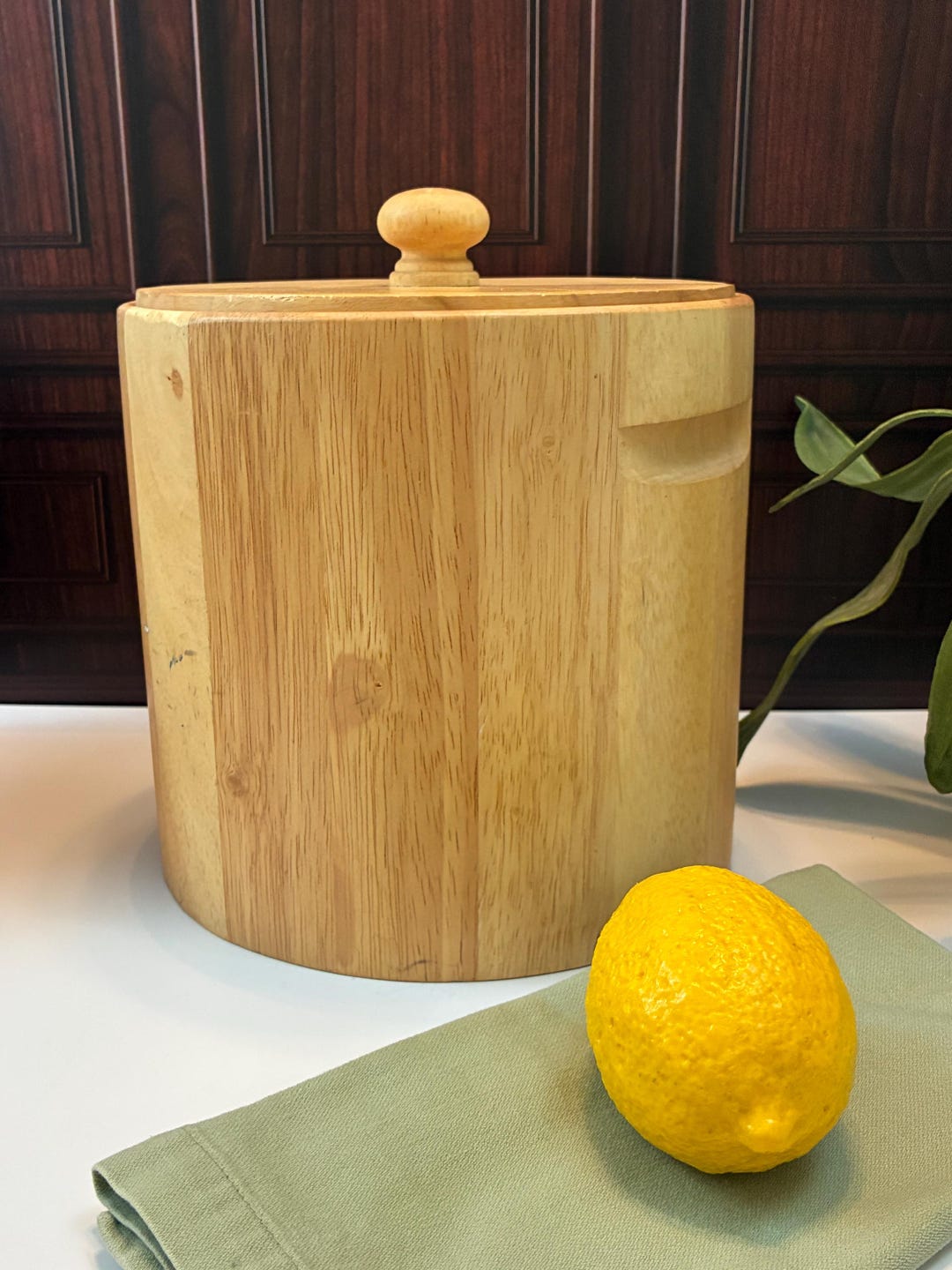 Vintage Kraftware Wooden Ice Bucket With Lid Midcentury Modern Style ...