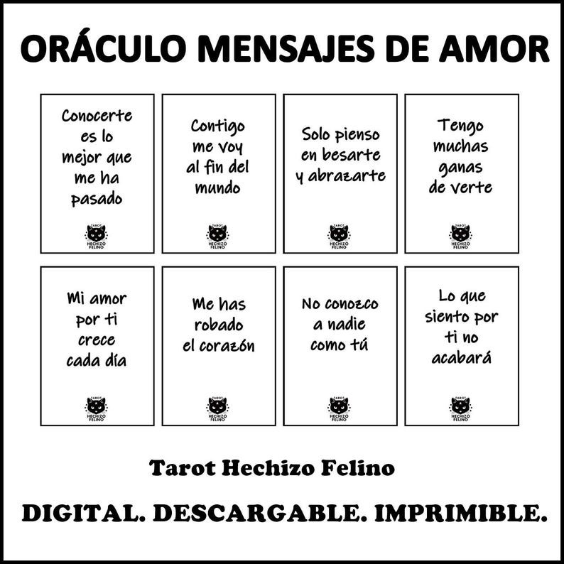 Oraculo Mensajes De Amor Tarot Hechizo Felino Digital Descargable ...