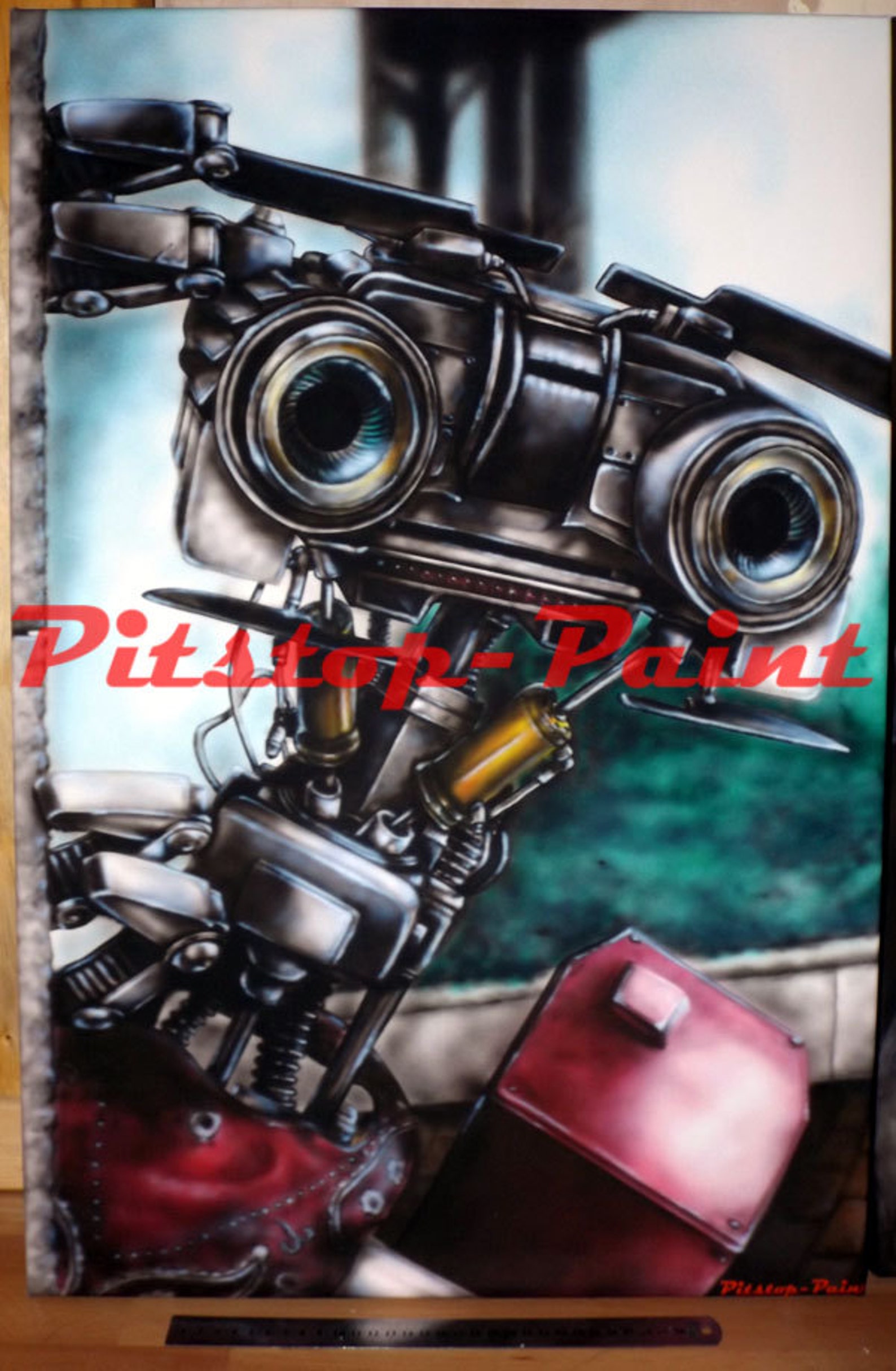 Johnny 5, Short Circuit - A1 Canvas Print From Airbrushed Artwork - Etsy