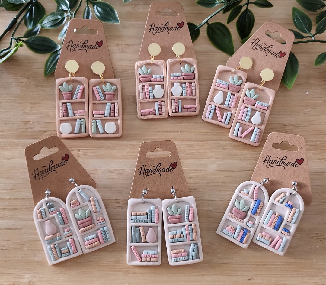 ADHD Moms Craft Club Handmade Bookshelf Earrings 24k Gold and Platinum ...