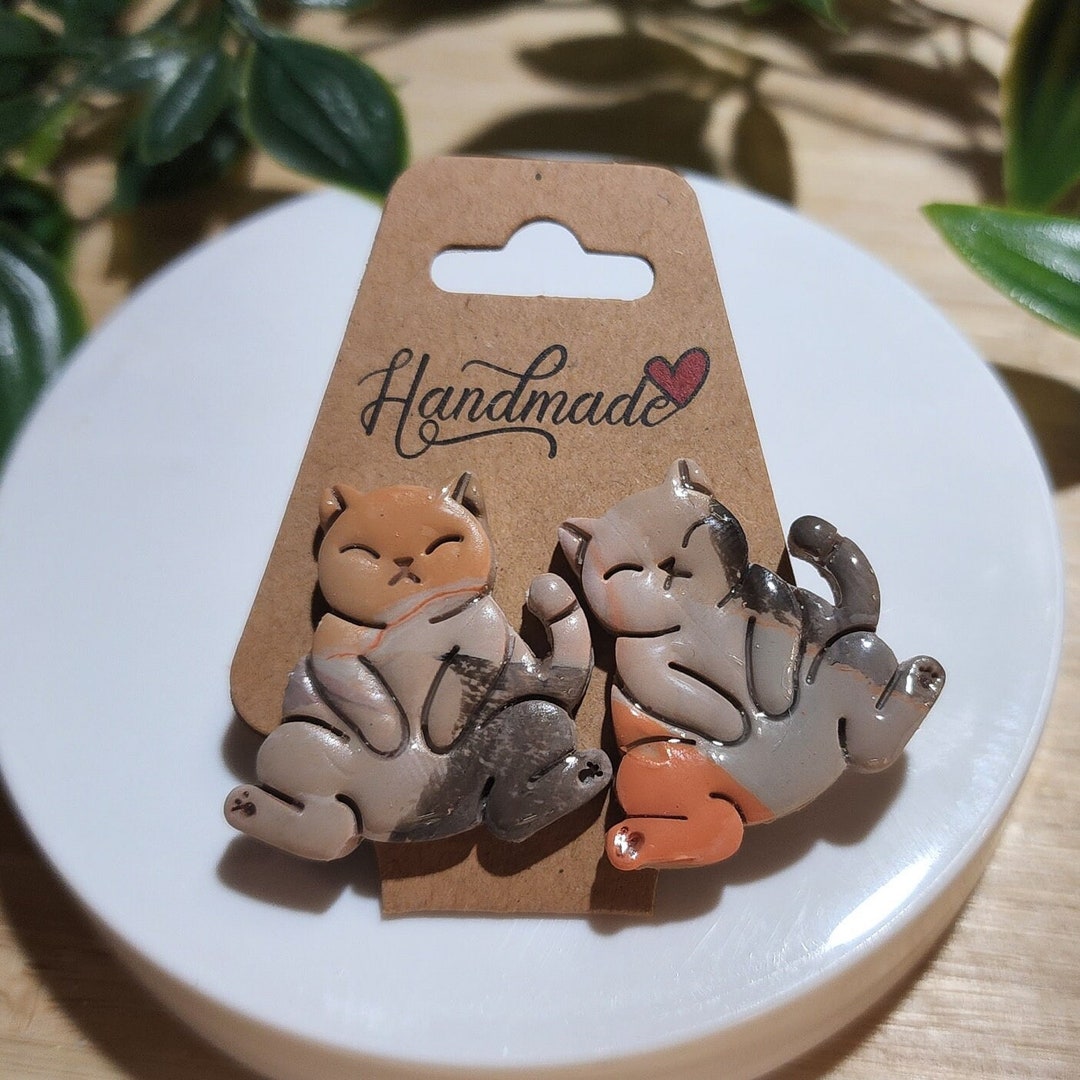 The Cat Collection 2 Handmade Clay Cat Earrings - Etsy