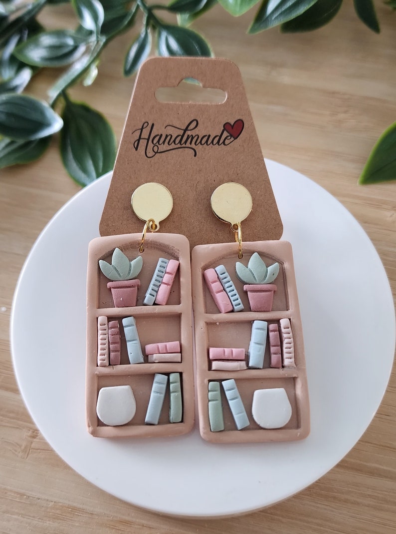 ADHD Moms Craft Club Handmade Bookshelf Earrings 24k Gold and Platinum ...
