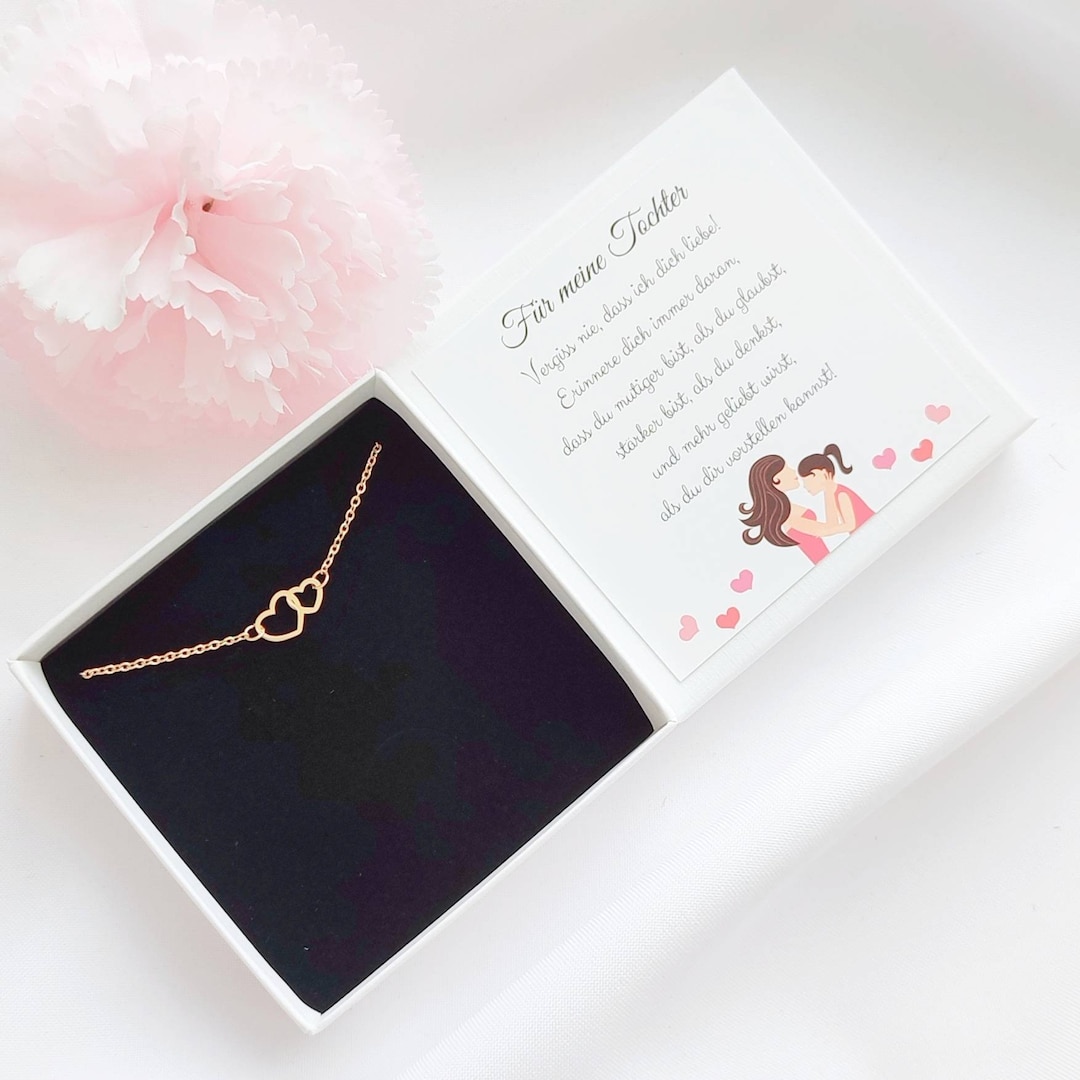 Geschenk Tochter von Mutter, Herz Kette Edelstahl, Geburtstagsgeschenk ...