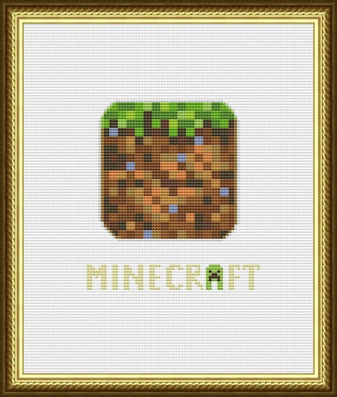 Cross Stitch Pattern Mine Craft Inspired Computer Game Block | Etsy