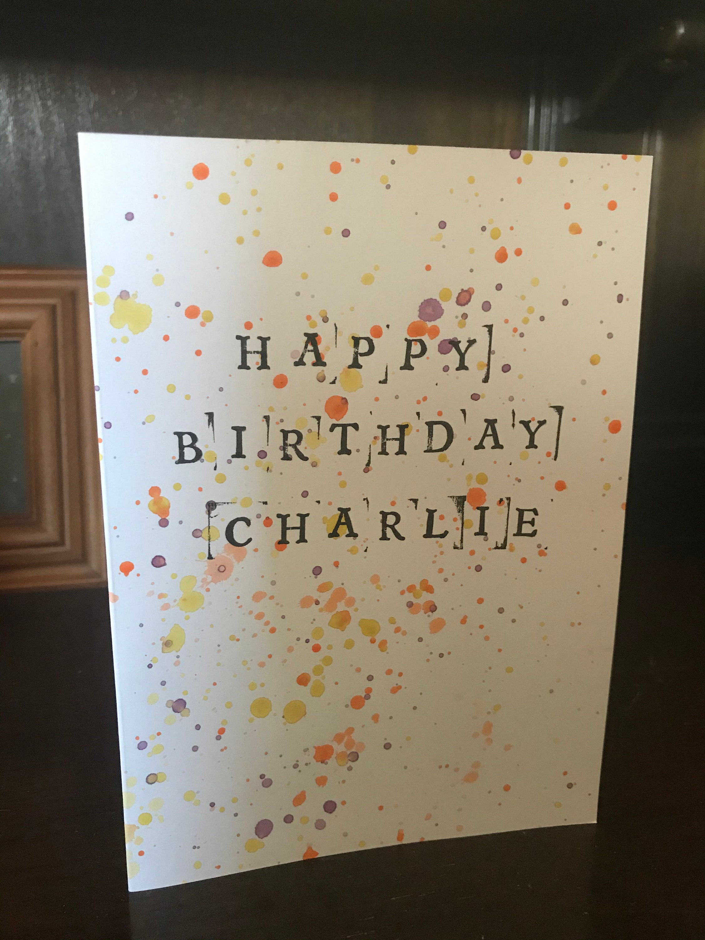 Personalised Happy Birthday Card - Paint Splatter Design - Etsy UK