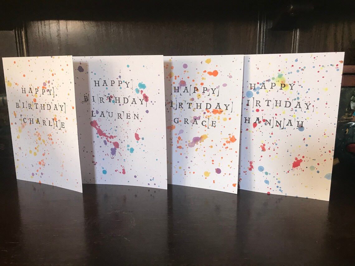 Personalised Happy Birthday Card - Paint Splatter Design - Etsy UK