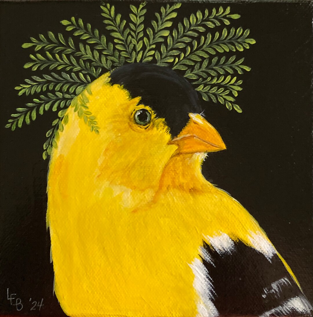 Goldfinch on Black - Etsy