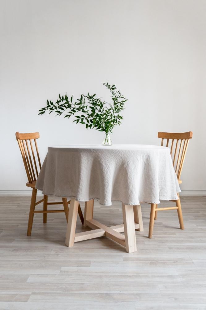 30 COLORS 100% Pure Linen Linen Tablecloth in Various Colors. Round ...
