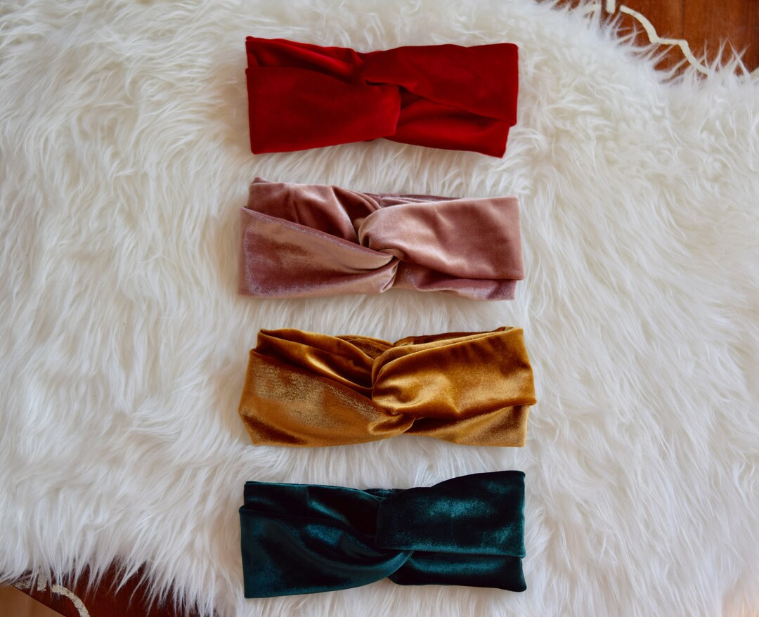 Velvet Headbands for Women, Fall Winter Wide Hairband, Twisted Warm ...