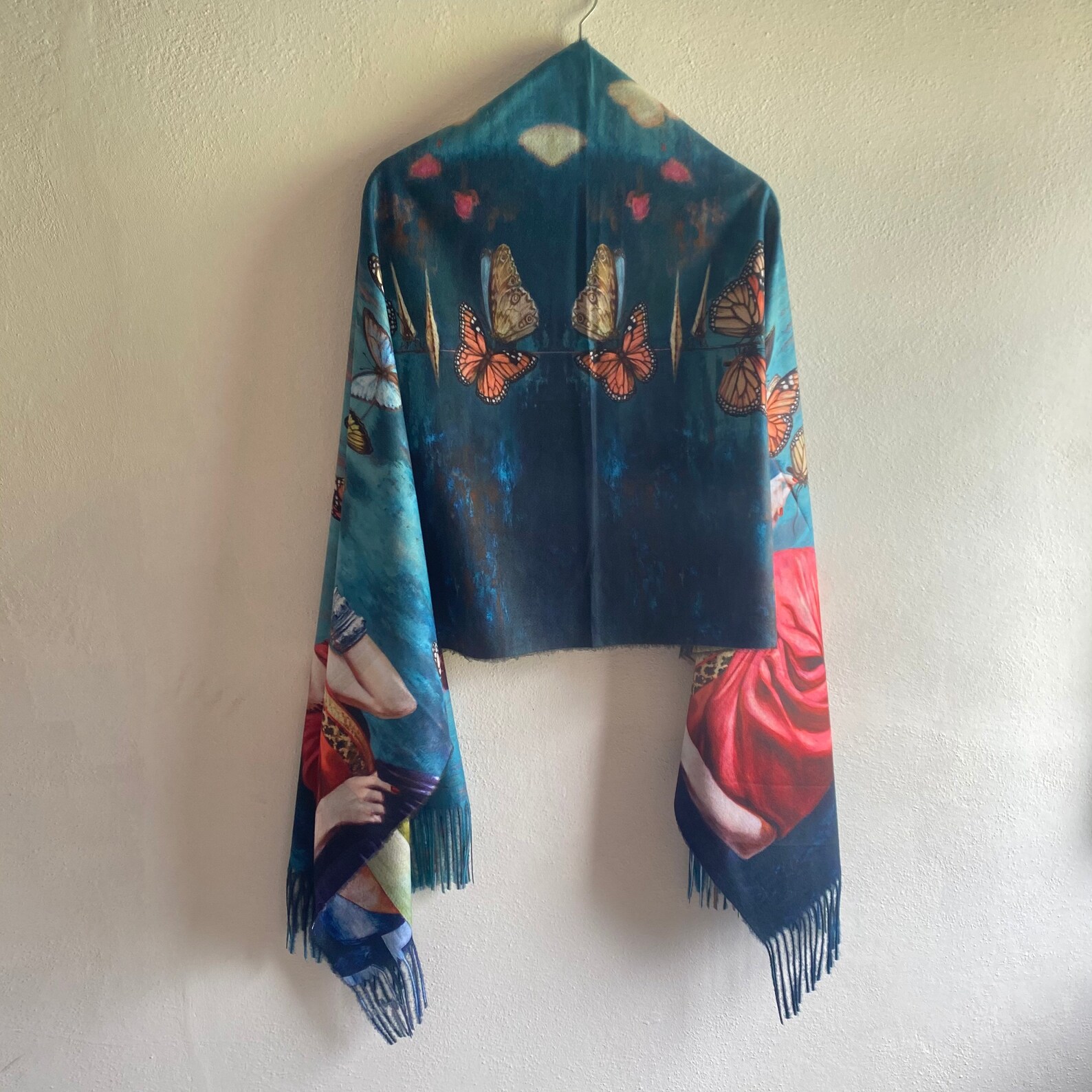 Scarf With Frida Kahlo With Monarch Butterfly Foulard Frida - Etsy