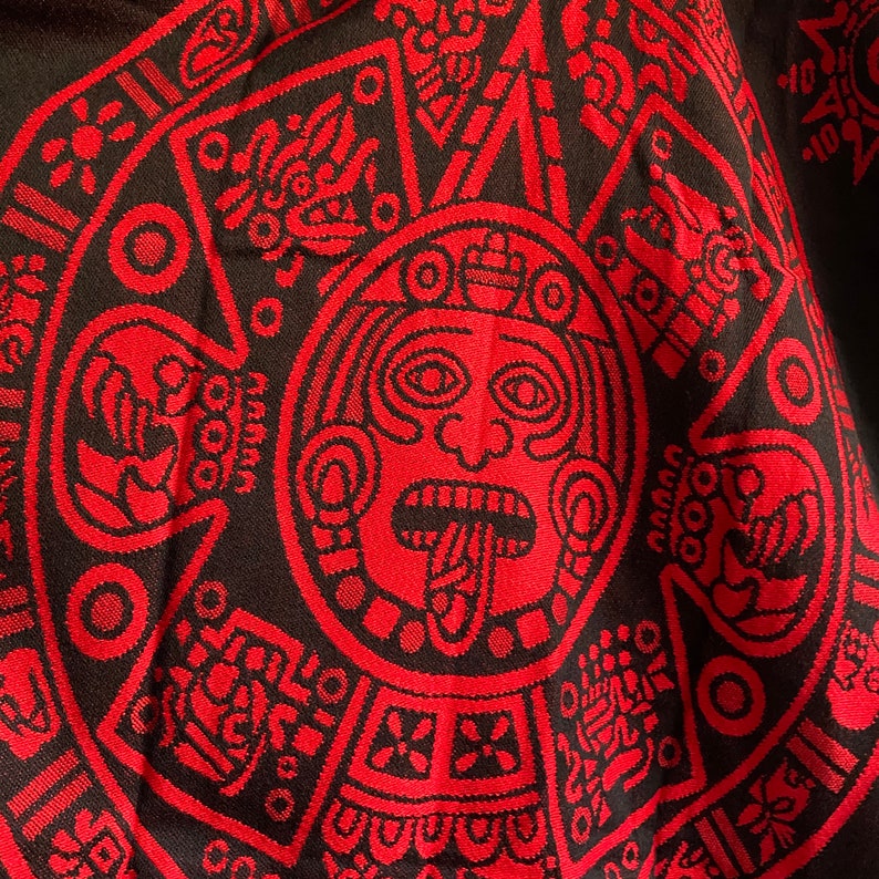 Poncho Black and Red, Aztec Warrior Design, Geometric Navajo Winter ...