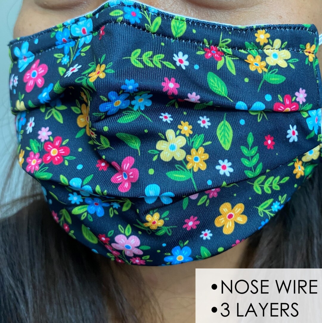 Flower Face Mask- Nose Wire Face Mask - Bouquet Face Mask - 3 Layer ...