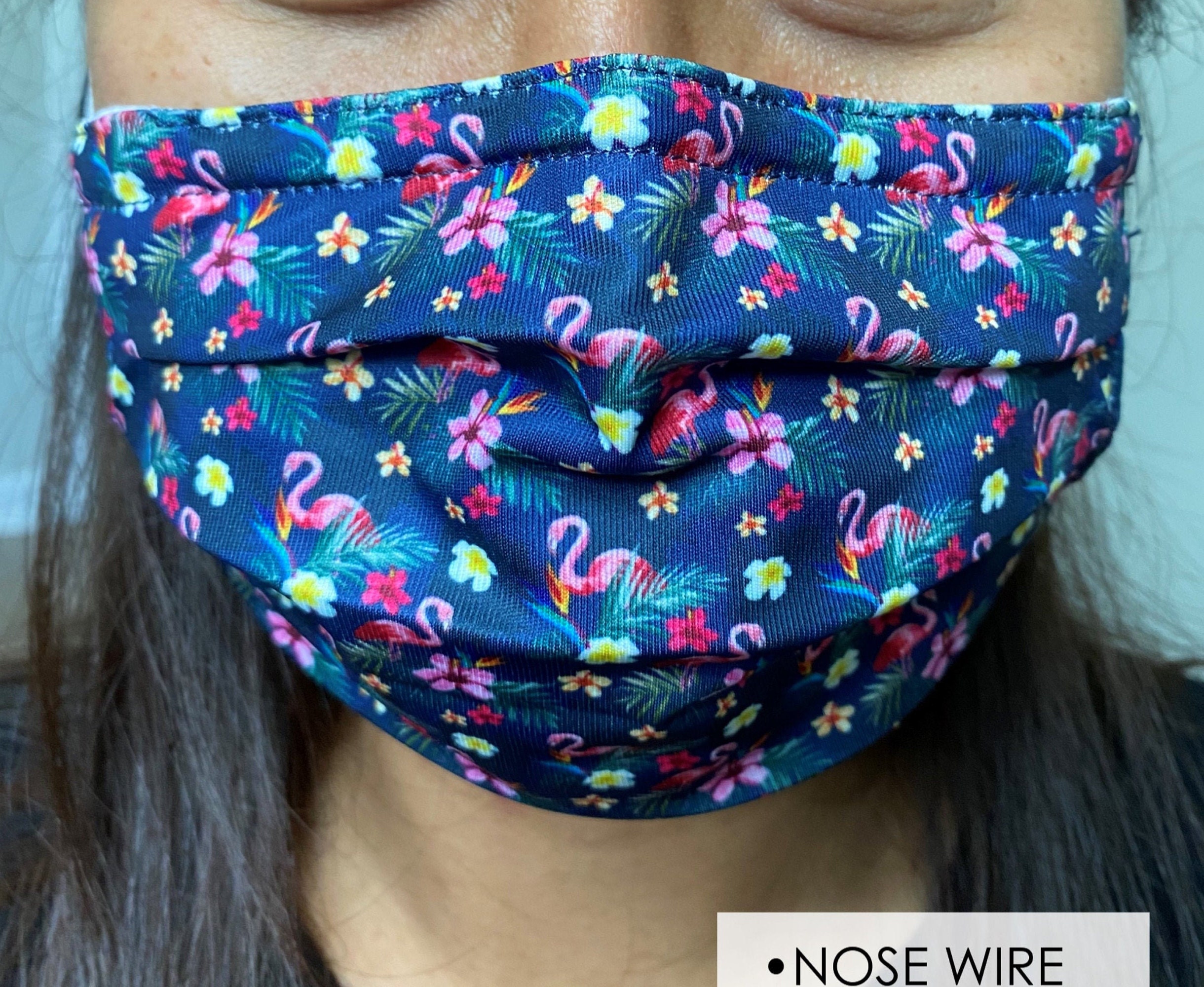Nose Wire Face Mask Flamingo Party Face Mask 3 Layer Face | Etsy
