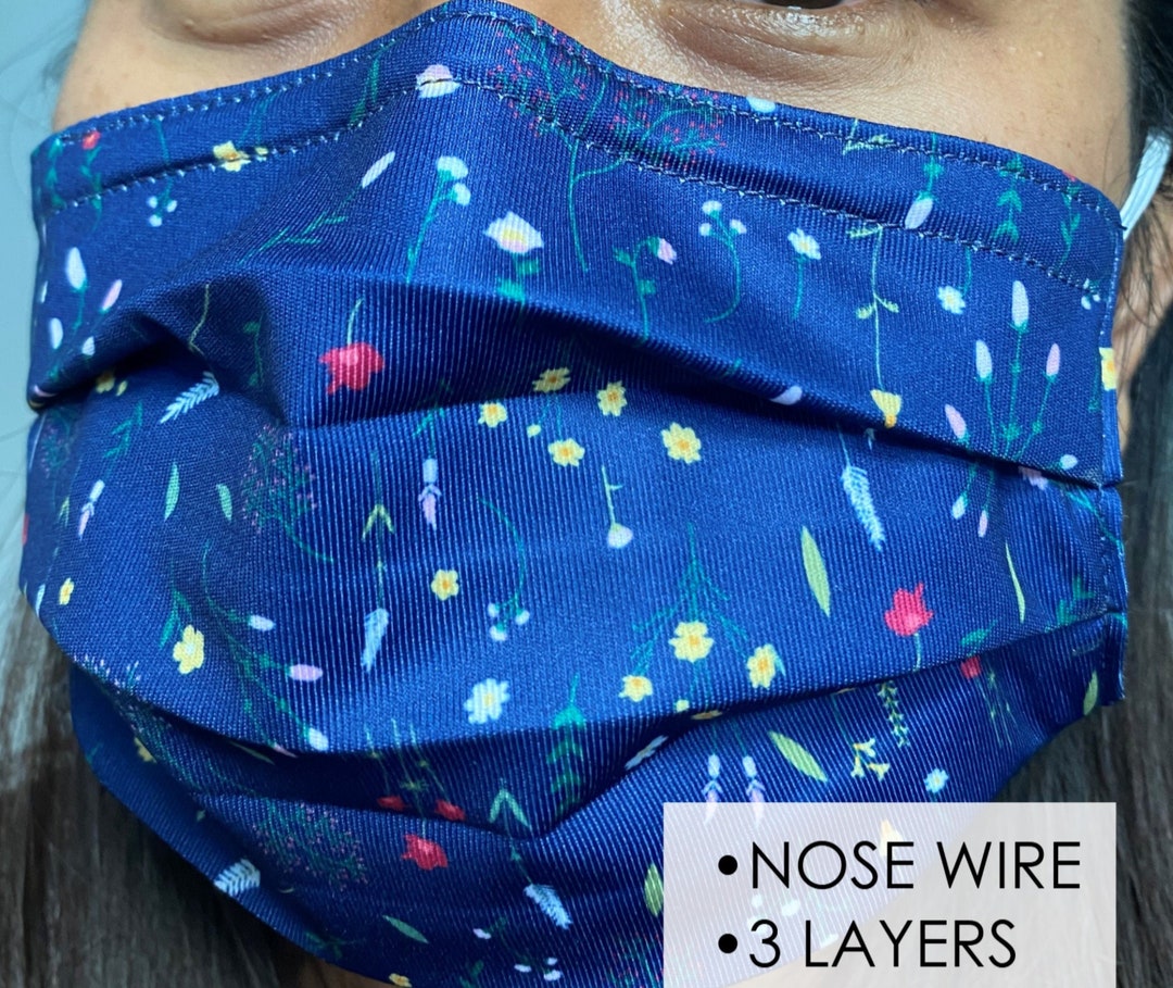 Nose Wire Face Mask - 3 Layer Face Mask - Cotton Face Mask - Polyester ...