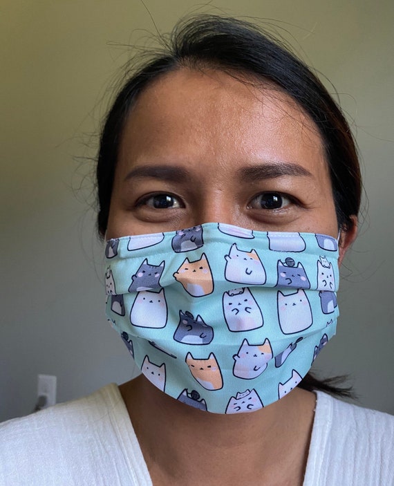 Nose wire face mask 3 layer face mask Cotton Polyester | Etsy