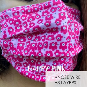 Flower Face Mask- Nose Wire Face Mask - Bouquet Face Mask - 3 Layer ...