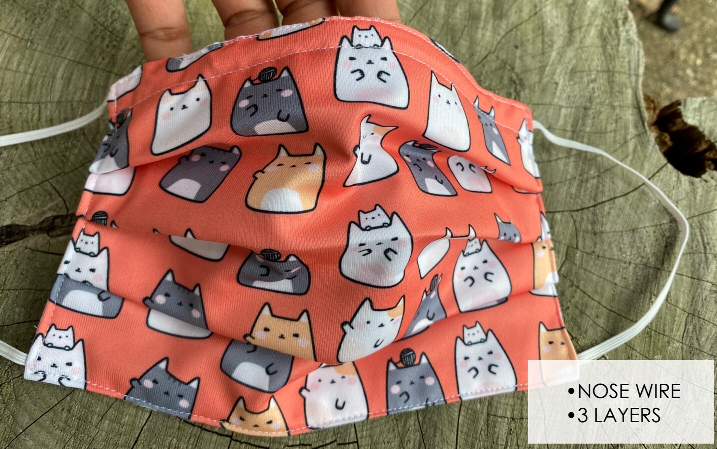 Nose Wire Face Mask 3 Layer Face Mask Cotton Polyester - Etsy