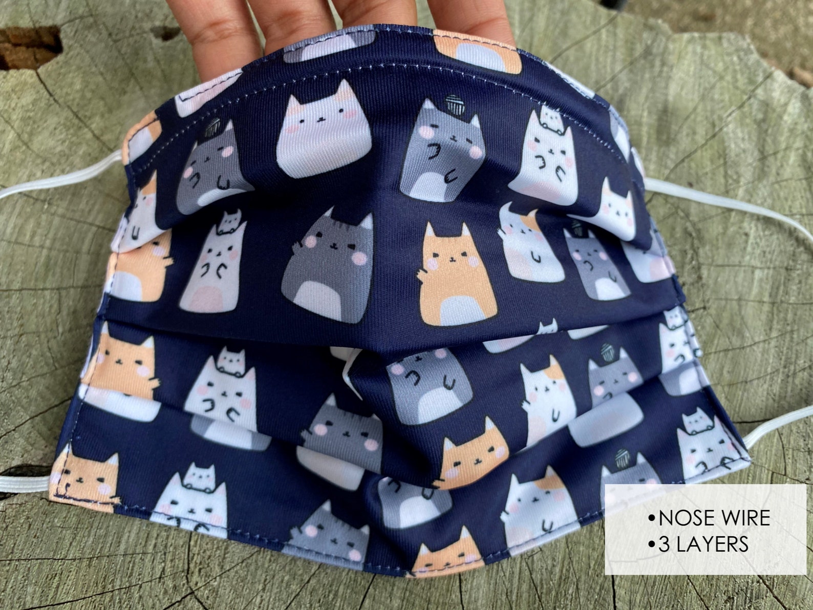 Nose Wire Face Mask 3 Layer Face Mask Cotton Polyester - Etsy