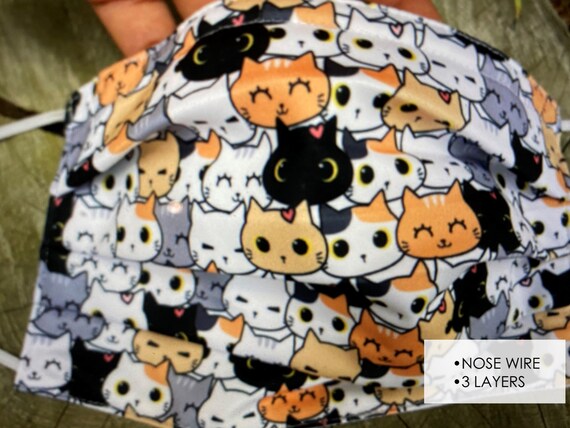 Nose Wire Face Mask 3 Layer Face Mask Cotton Polyester | Etsy