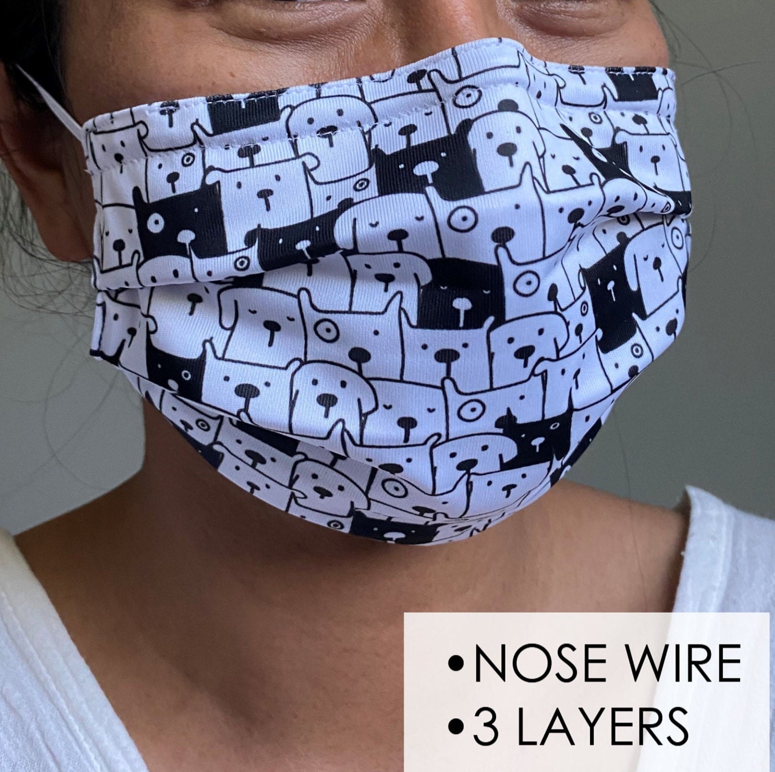 Nose Wire Adjust 3 Layer Face Mask - Polyester Mask Fabric - Unique ...