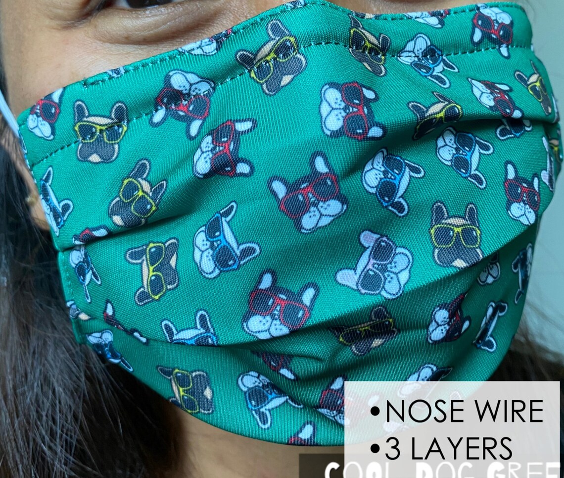 Nose Wire Face Mask 3 Layer Face Mask Cotton Polyester - Etsy
