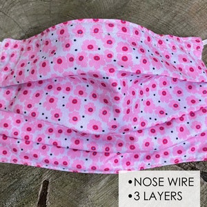 Flower Face Mask- Nose Wire Face Mask - Bouquet Face Mask - 3 Layer ...