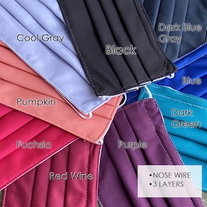 Solid Color Nose Wire Face Mask - Folded Face Mask - 3 Layer Face Mask ...